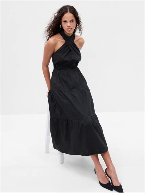 Gap Halter Tiered Maxi Dress In Black Modesens