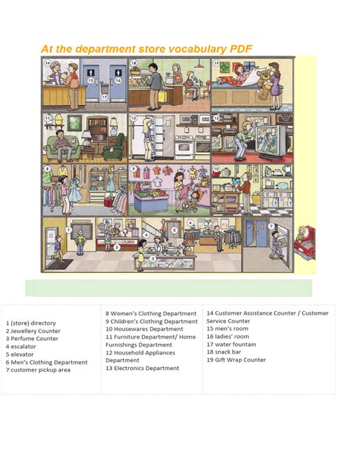 At The Department Store Vocabulary Pdf Pdf