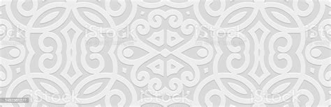 배너 표지 디자인 흰색 배경에 양각 된 기하학적 3d 패턴 종이 프레스 아트 데코 부족 민족 모티프 빈티지 장식품 보헤미안 스타일 0명에 대한 스톡 벡터 아트 및 기타