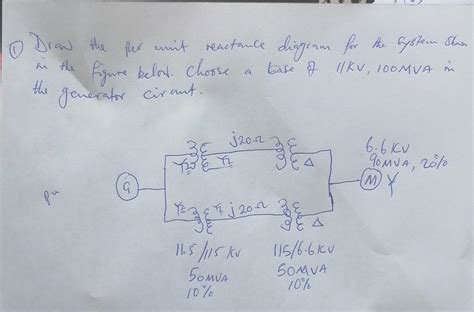 Solved Draw The Per Unit Reactance Diagram For The System
