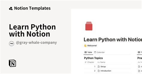 Learn Python With Notion Template Notion Marketplace