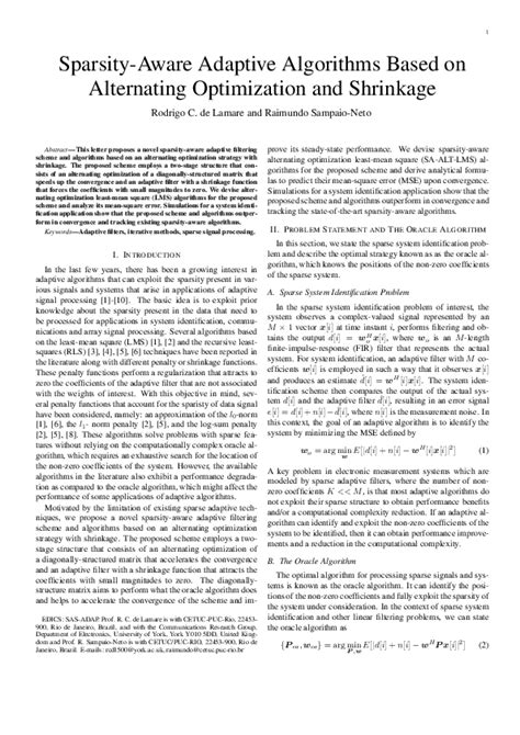 pdf sparsity aware adaptive algorithms based on alternating