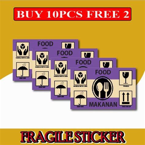 🔥readystock🔥 Buy 10 2 Sticker Fragile Makanan Purple Purple Food