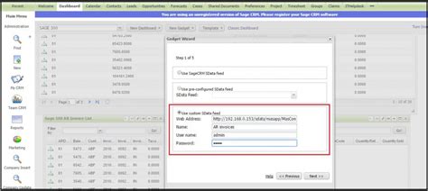 How To Create Gadget In Sage CRM To View Sage 100 AR OpenInvoices Using
