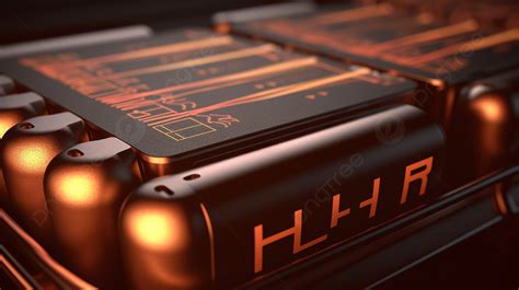 조명이 있는 어두운 배경의 Hrh 배터리 셀 리튬 배터리 팩의 3d 일러스트 텍스트를 닫습니다 고화질 사진 사진 배경