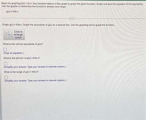 Solved Begin By Graphing F X Inx Use Transformations Of