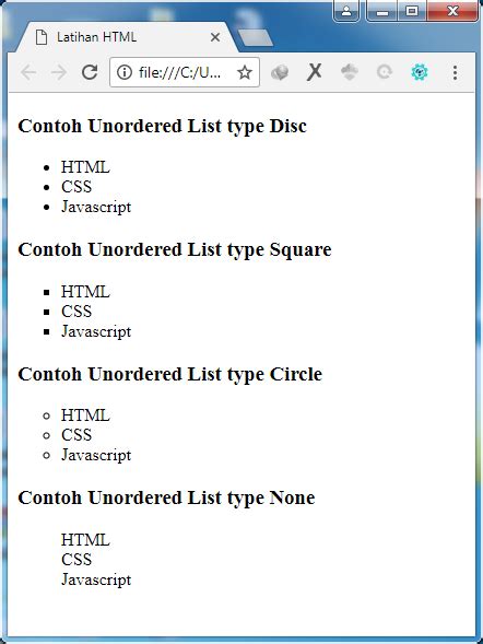 Tutorial Belajar HTML List Pada HTML Web Design Purbalingga