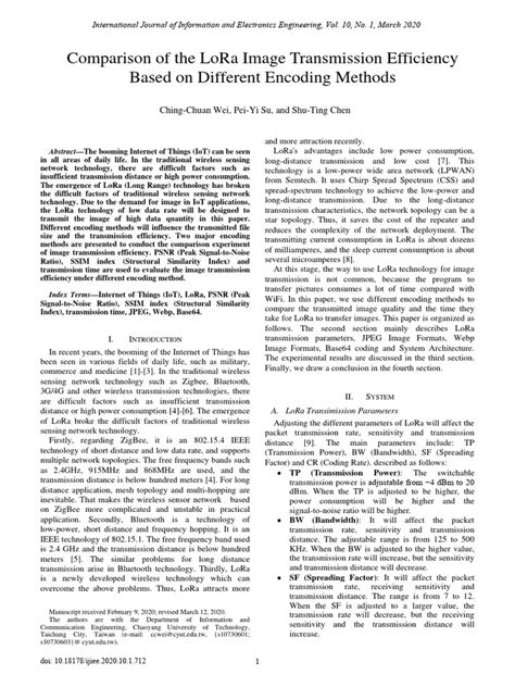 Comparison Of The Lora Image Transmission Efficien Pdf Data Compression Ascii