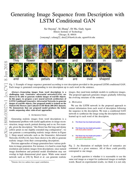 Pdf Generating Image Sequence From Description With Lstm Conditional Gan