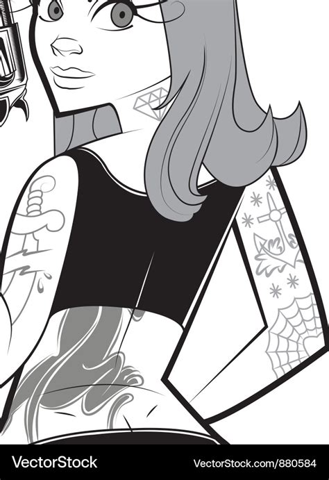 Cartoon Pin Up Girl Zwart Wit Pin Up Girl Vectorafbeeldingen