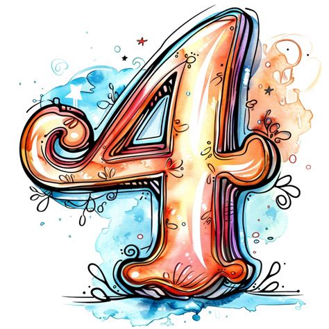 Premium Photo Numerical Number Four In Creative Digital Art Style
