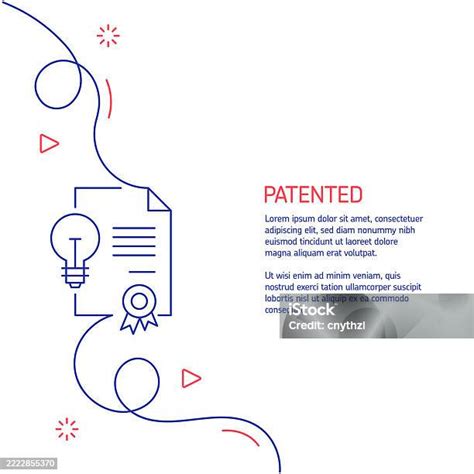 특허받은 아이콘의 연속 선 그리기 손으로 그린 기호 벡터 그림입니다 얇은 파란색과 빨간색 선이 있는 미니멀한 디자인 개념에 대한 스톡 벡터 아트 및 기타 이미지 Istock
