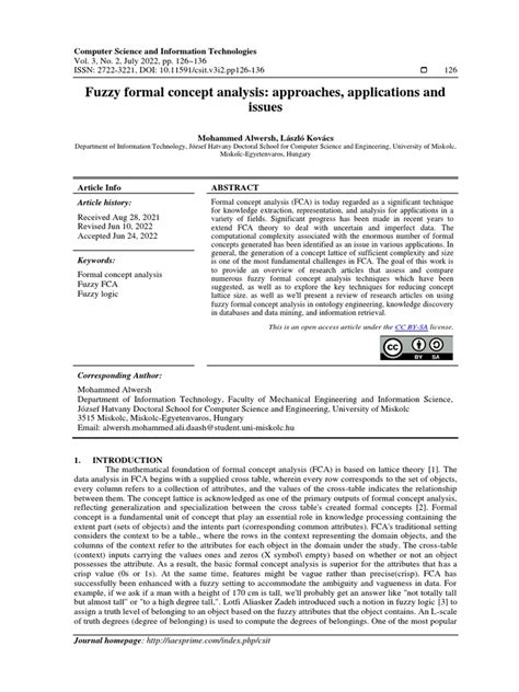 Fuzzy Formal Concept Analysis Approaches Applications And Issues