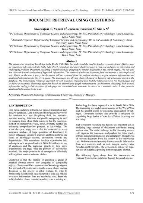 Document Retrieval Using Clustering Pdf