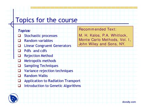 Topics Stochastic Process Lecture Slides Docsity