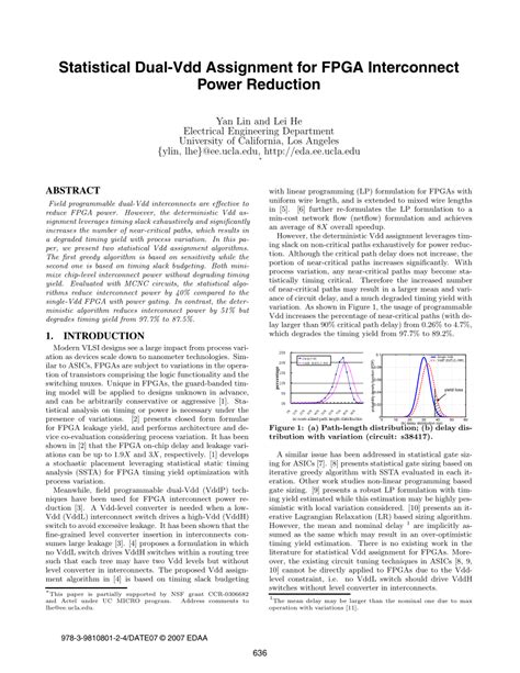 pdf statistical dual vdd assignment for fpga interconnect power reduction