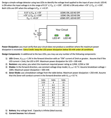 Solved Design A Simple Voltage Detector Using Two Leds To