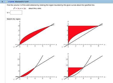 Solved 5 1 Points Sesscalcet2 7 2 007 Find The Volume V