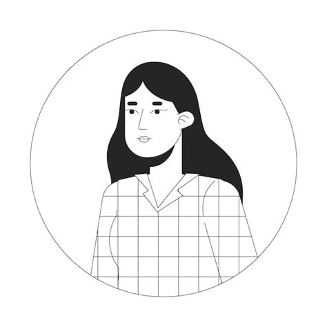 흑백 2d ⁇ 터 아바타 일러스트레이션을 포즈하는 긴 머리 백인 여성 파란 머리 여성 편안한 서 있는 윤 ⁇ 만화 캐릭터 얼굴