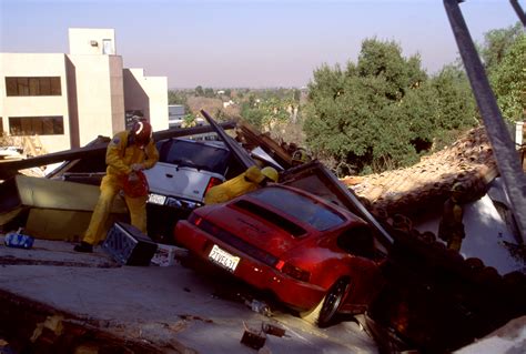 Photographs Of Damaged Cars From The 1994 Northridge Earthquake