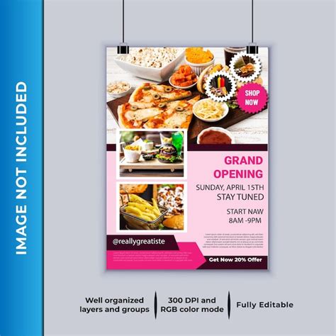 그랜드 오프닝 플라이어 디자인 템플릿 프리미엄 벡터