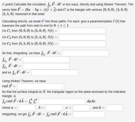 Solved 1 Point Calculate The Circulation CFdr In Two Chegg Com