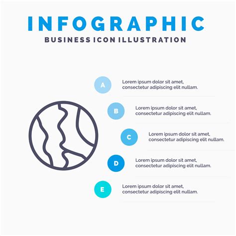 Global Location Map World Geography Line Icon With 5 Steps Presentation