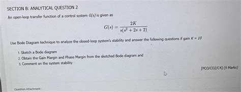 Solved SECTION B ANALYTICAL QUESTION An Open Loop Chegg