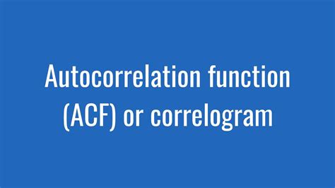 2 9 autocorrelation function acf or correlogram youtube