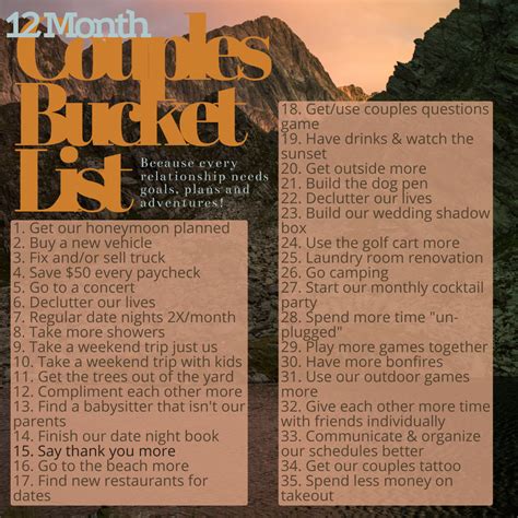 Couples Bucket List The Ultimate Tool For Marriage