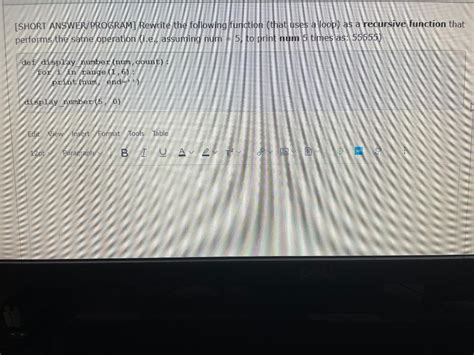 Solved Short Answerprogram Rewrite The Following Function