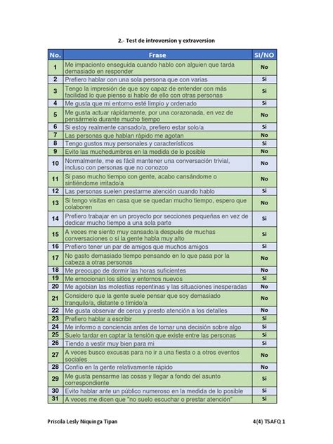 Test De Introversion Y Extraversion Pdf