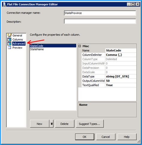 Ssis How To Reconfigure The Column Information On A Flat File