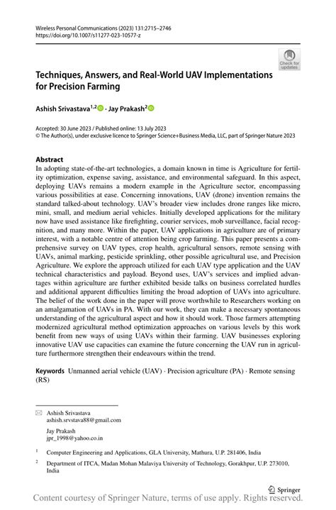 Techniques Answers And Real World Uav Implementations For Precision