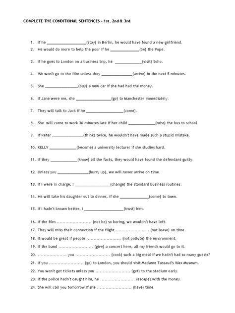 complete the conditional sentences pdf