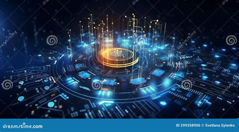 Representation Of Blockchain And Big Data Cloud Computing Network Internet Storage Stock Photo