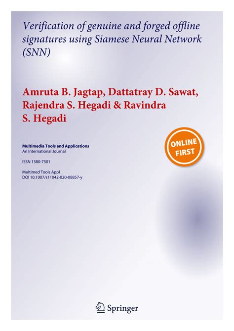 Pdf Verification Of Genuine And Forged Offline Signatures Using