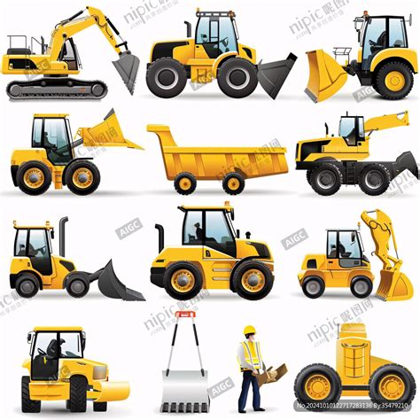 Ai创作图工程车素材 推土机素材 交通素材工程车 挖土机素材 挖掘机素材 卡通工程机械车 挖土机图片素材 推土机插画 工程机械图片 挖掘机插画 建筑工地施工工程车辆 铲车插画 卡通工程车 挖土