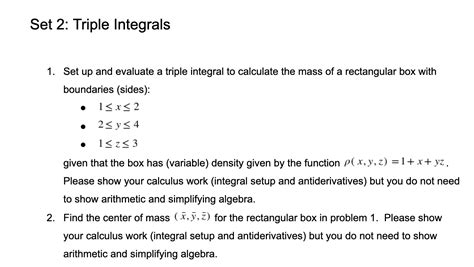 solved set 2 triple integrals 1 set up and evaluate a