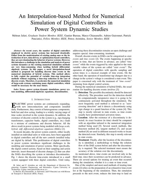 Pdf An Interpolation Based Method For Numerical Simulation Of Digital Controllers In Power