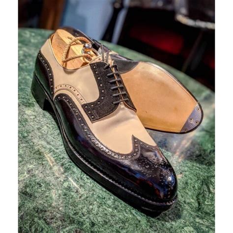 Mens Handmade Two Tone Color Dress Shoes Bespoke Genuine Leather