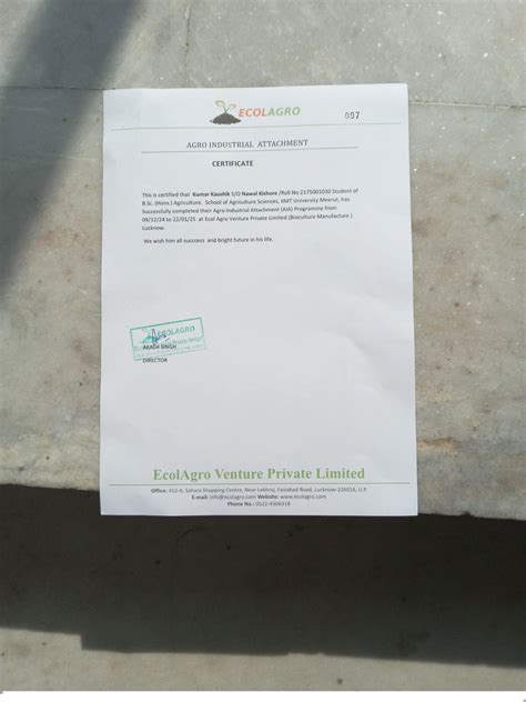 internship certificate kumar kaushik