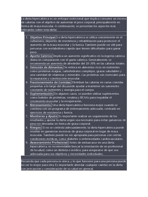 Dieta Hipercalorica Pdf Dieta Alimentos