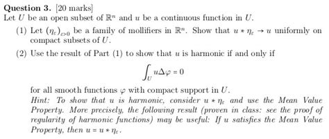 Solved Question Marks Let U Be An Open Subset Of Rn Chegg