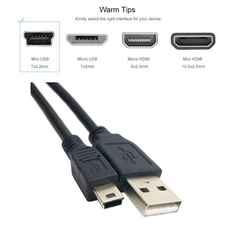 Ready Stockmini Usb A Male To Mini Pin B Charge Data Charger Cable Cord For Mp Mp