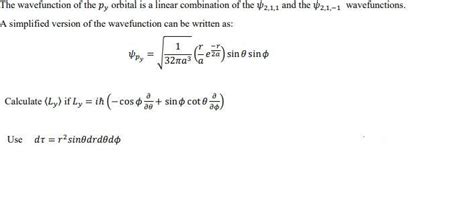 Solved The Wavefunction Of The Py Orbital Is A Linear Chegg