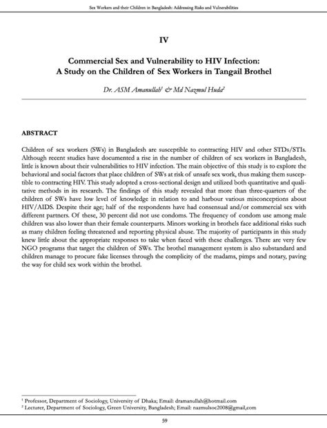 Pdf Commercial Sex And Vulnerability To Hiv Infection A Study Among