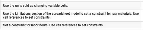 Use The Units Sold As Changing Variable Cells Use Chegg