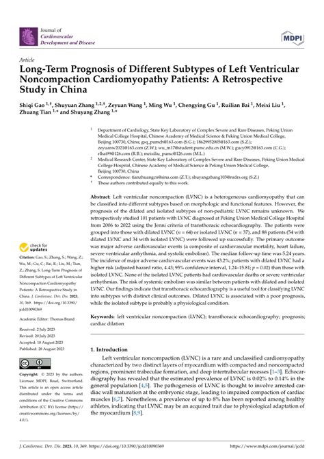 Pdf Long Term Prognosis Of Different Subtypes Of Left Ventricular Noncompaction Cardiomyopathy