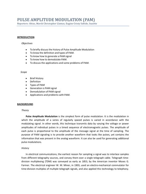 Pulse Amplitude Modulation Download Free Pdf Sampling Signal Processing Modulation